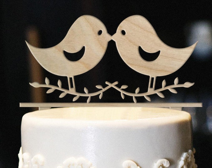 Hand Carved, Wooden Bird Wedding Cake Topper, Wooden Cake Topper, Love ...