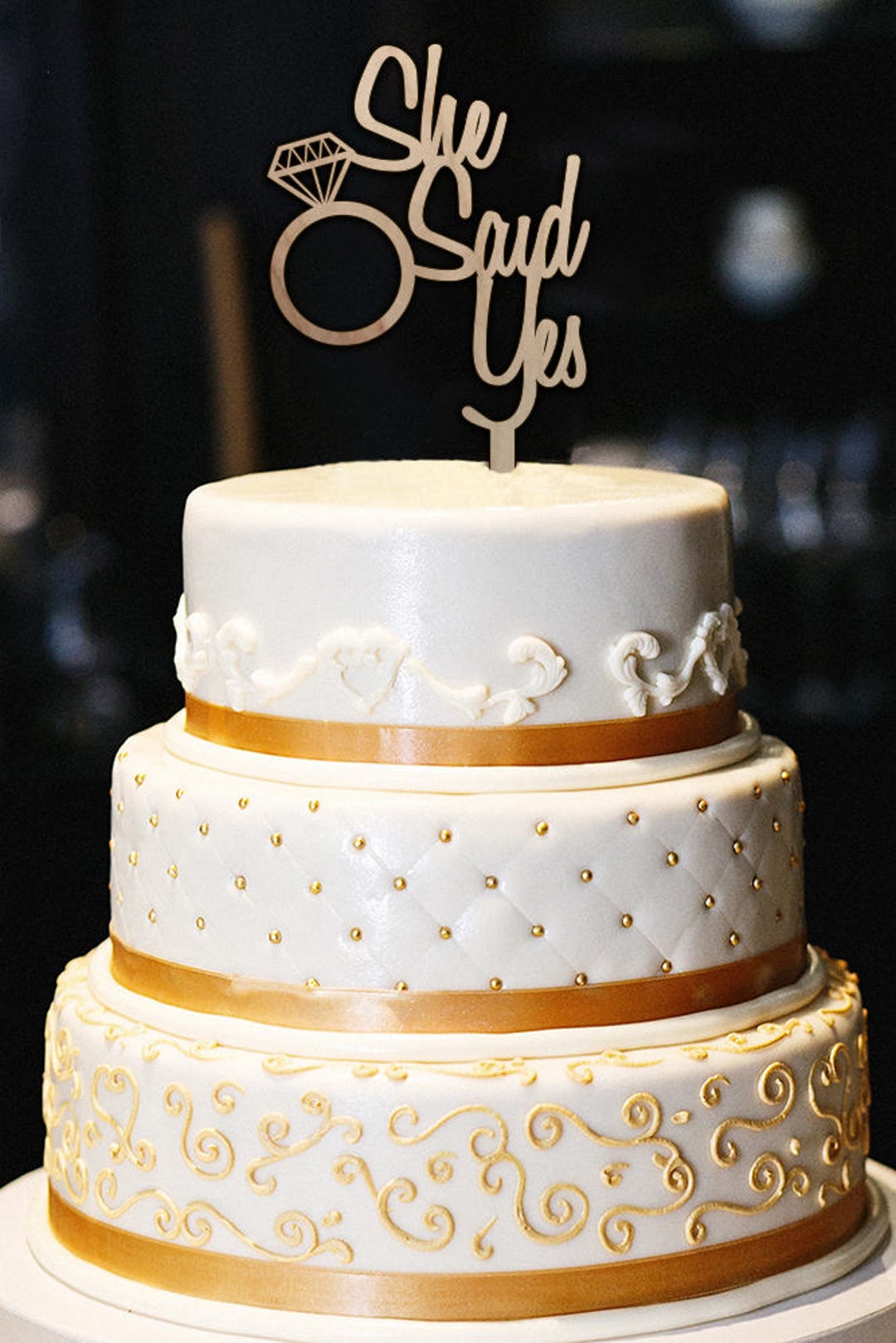 She Said Yes Wedding Cake Topper, Wedding Cake Topper, Bridal Shower ...