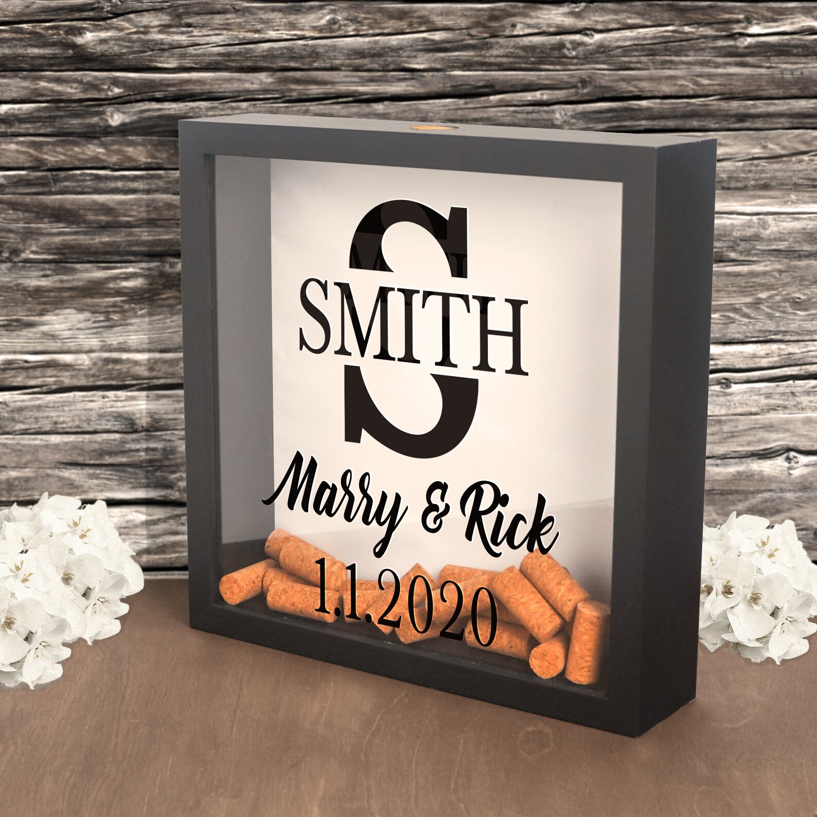 Personalized Shadow Box, Wedding Gift, Cork Box, Wedding Guest Book ...