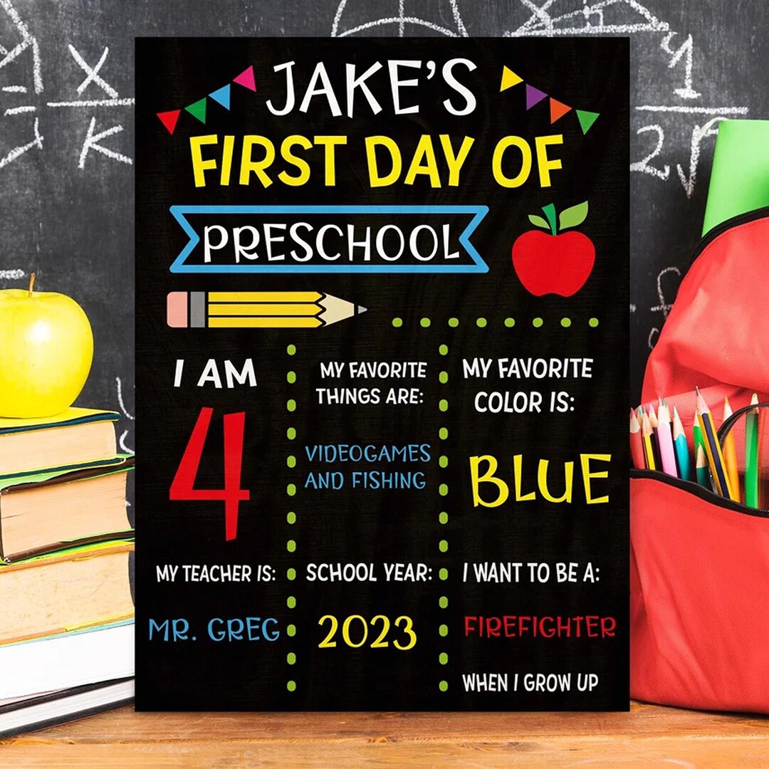 Back to School Sign, First Day of School Sign, Kindergarten, First Day ...