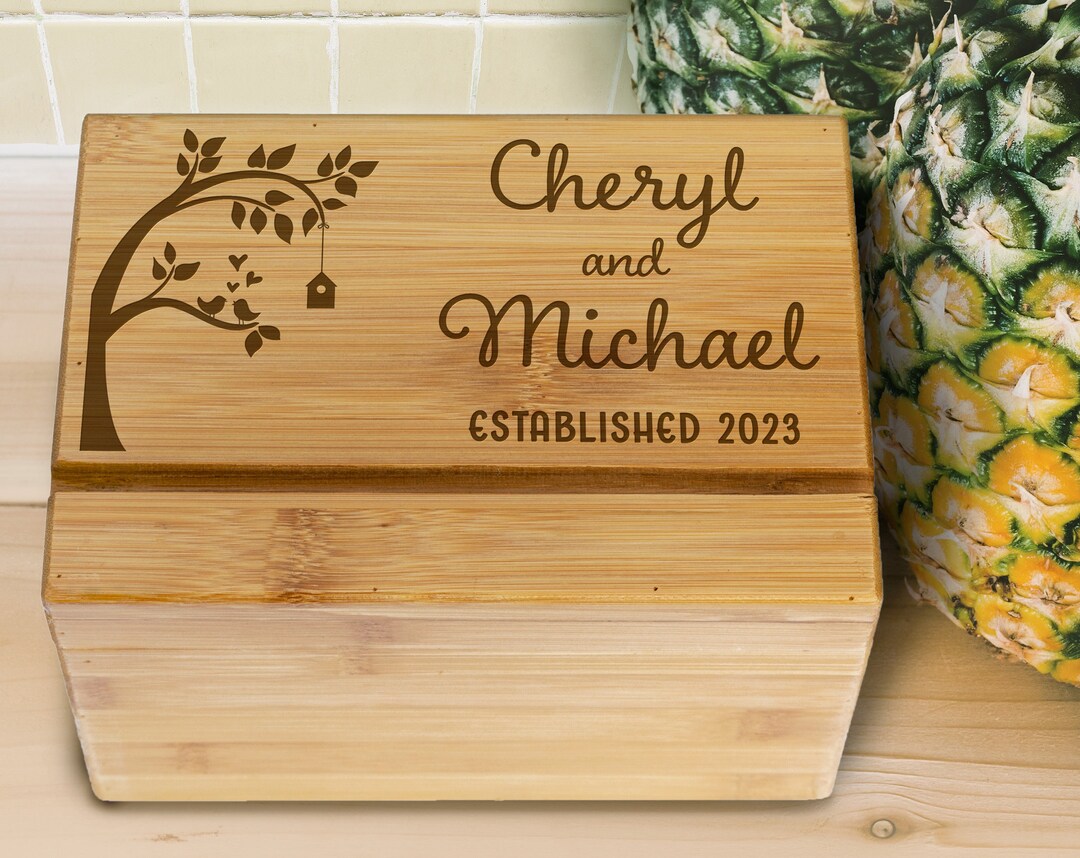 Personalized Recipe Box, Family Wood Recipe Box, Custom Wooden Recipe ...