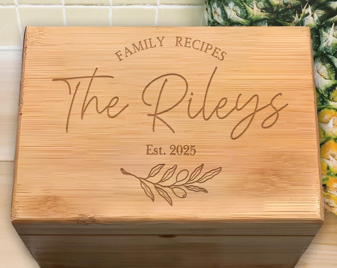 Personalized Wood Recipe Box, Engraved Recipe Box, Custom Wood Recipe ...