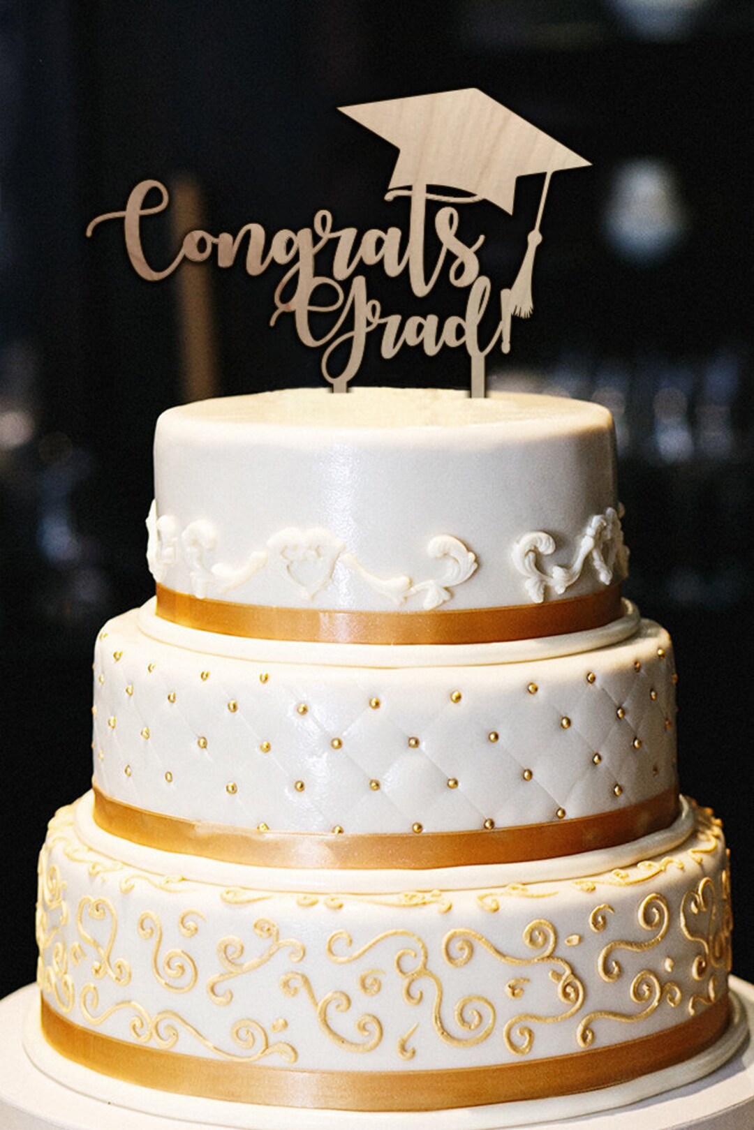 Congrats Grad Cake Topper, Graduation Cake Topper, Wood Cake Topper ...
