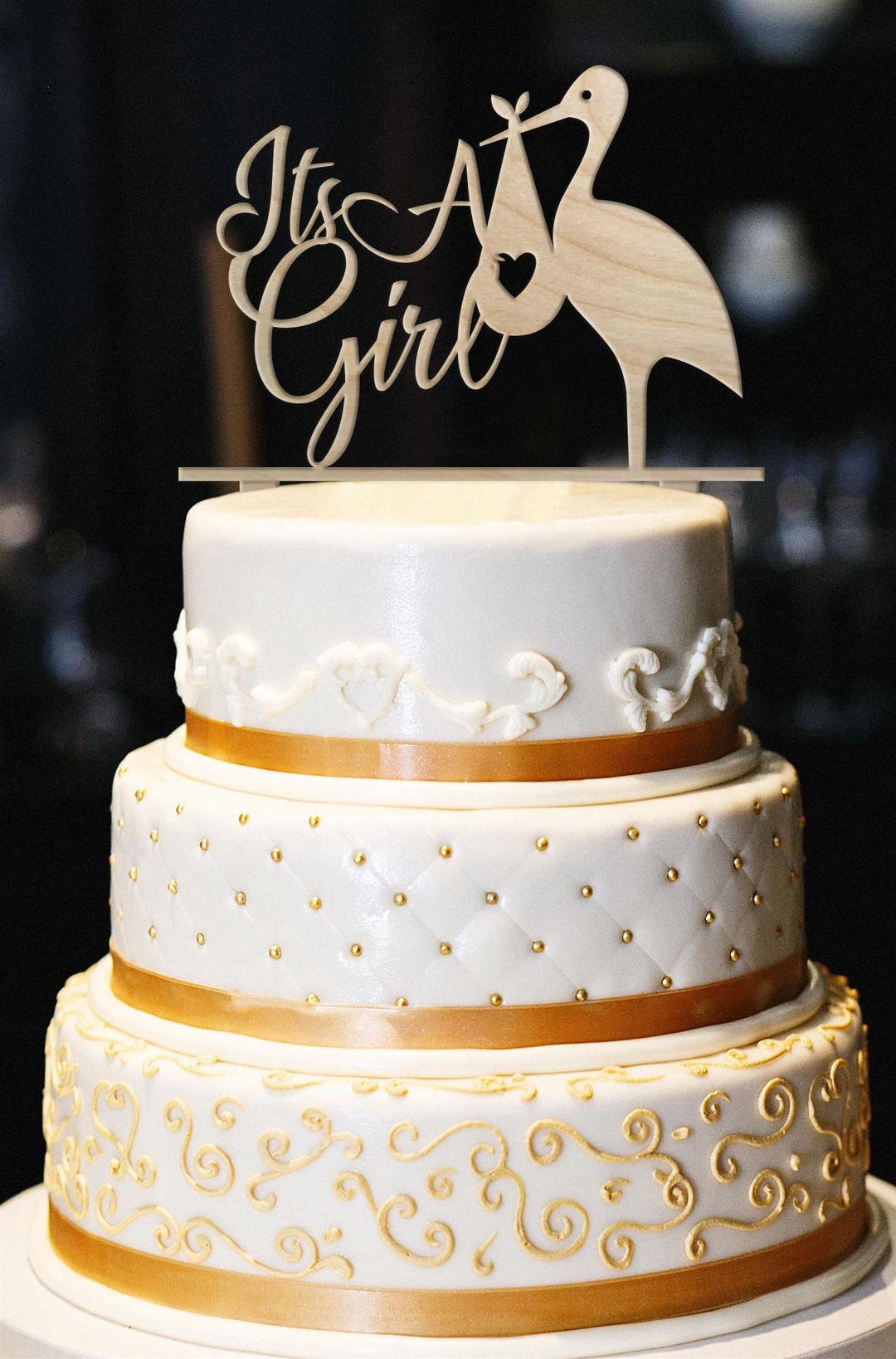 It's A Girl Cake Topper, Wood Stork Cake Topper, Baby Shower Cake ...