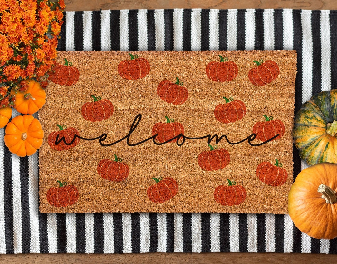 Fall Welcome Door Mat, Autumn Themed Welcome Doormat, Autumn Door Mats ...
