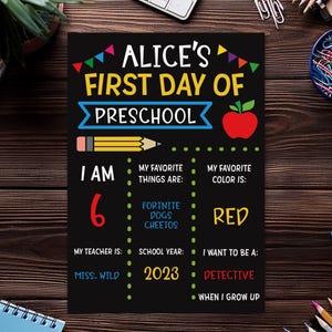 Back to School Sign, First Day of School Sign, Kindergarten, First Day ...