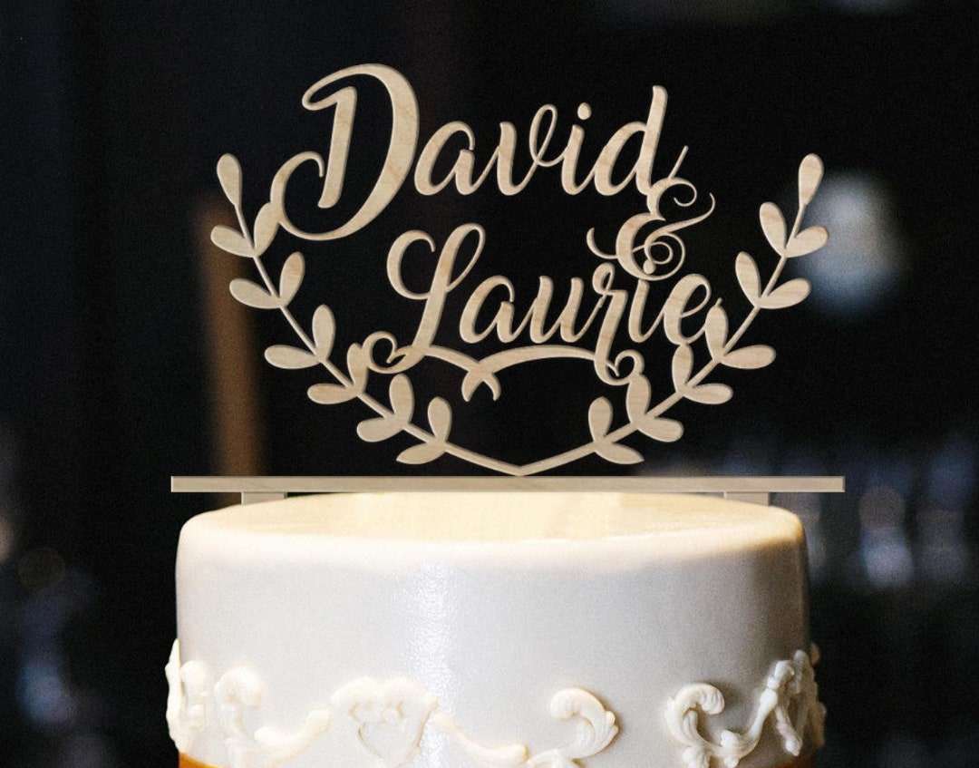 Rustic Wedding Cake Topper, Personalized Wood Wedding Cake Topper ...