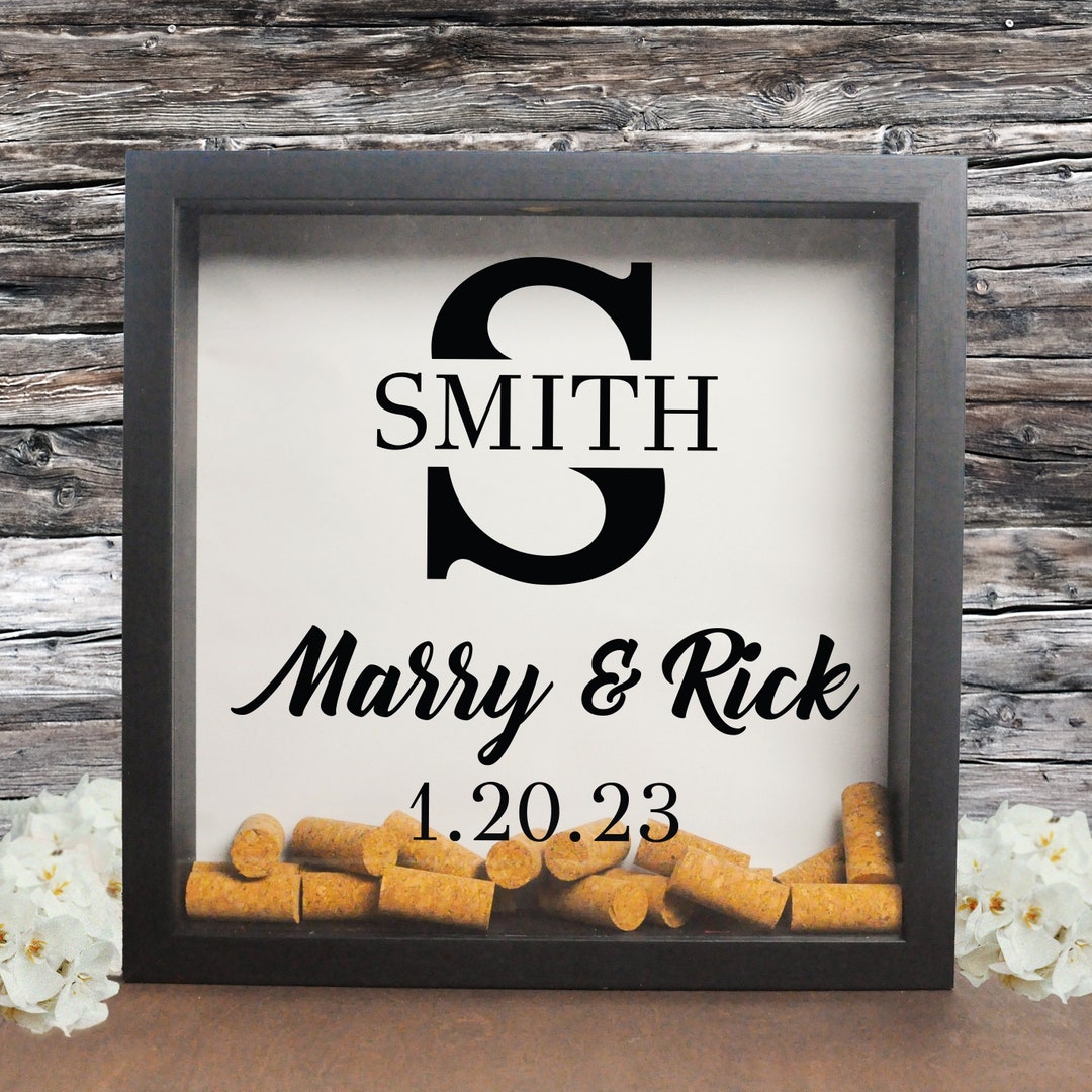 Personalized Shadow Box, Wedding Gift, Cork Box, Wedding Guest Book ...