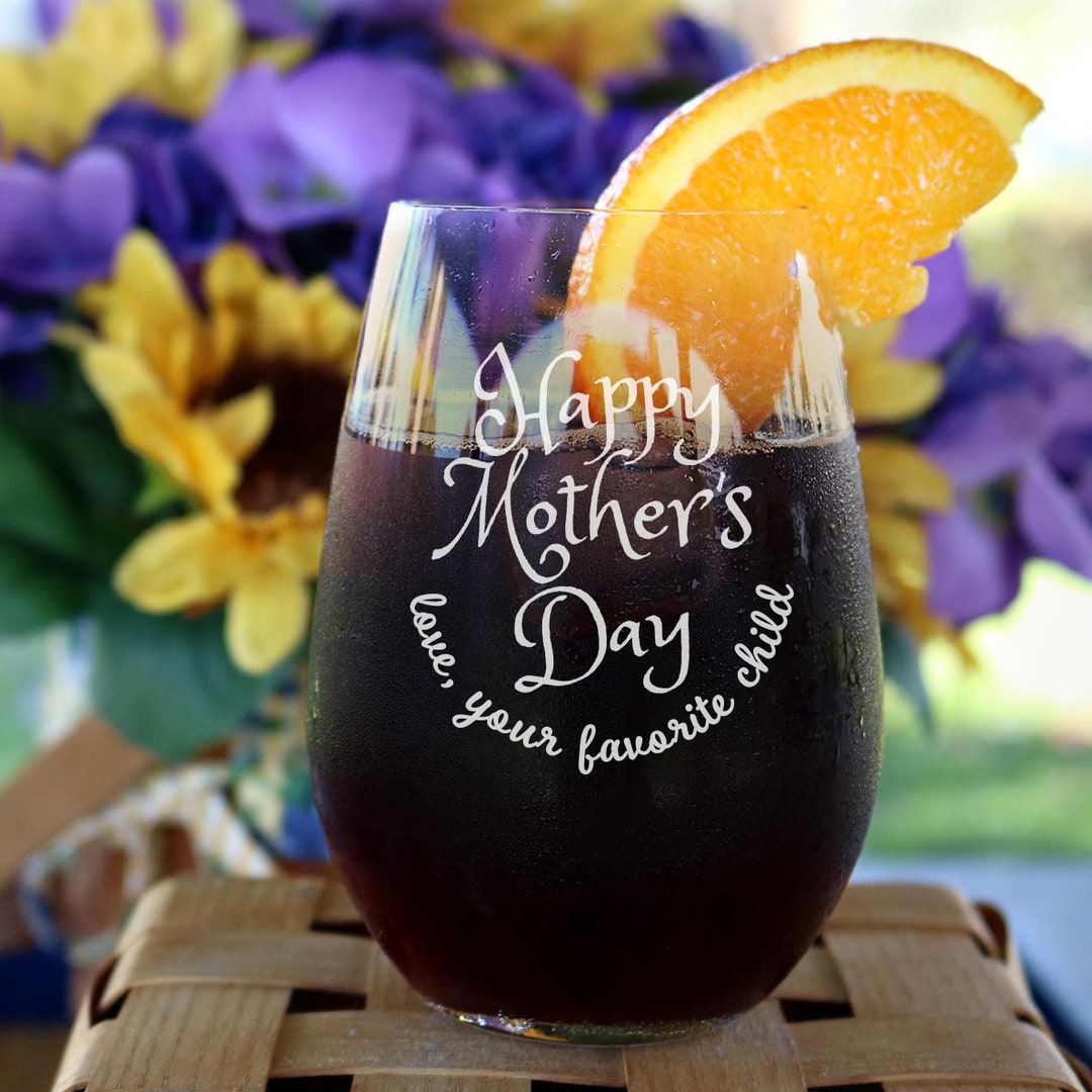 Happy Mothers Day Wine Glass Mom T Mothers Day T Engraved Stemless Wine Glass T