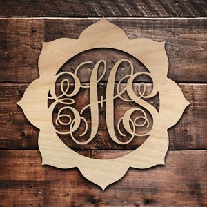 Wood Monogram Sign, Custom Wood Sign, Wooden Monogram Sign, Initial ...