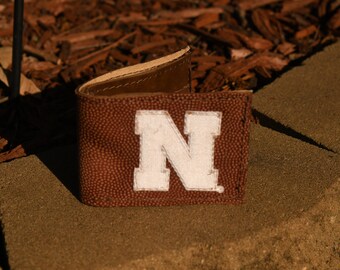 Repurposed Football Bifold Wallet With University of Nebraska | Etsy