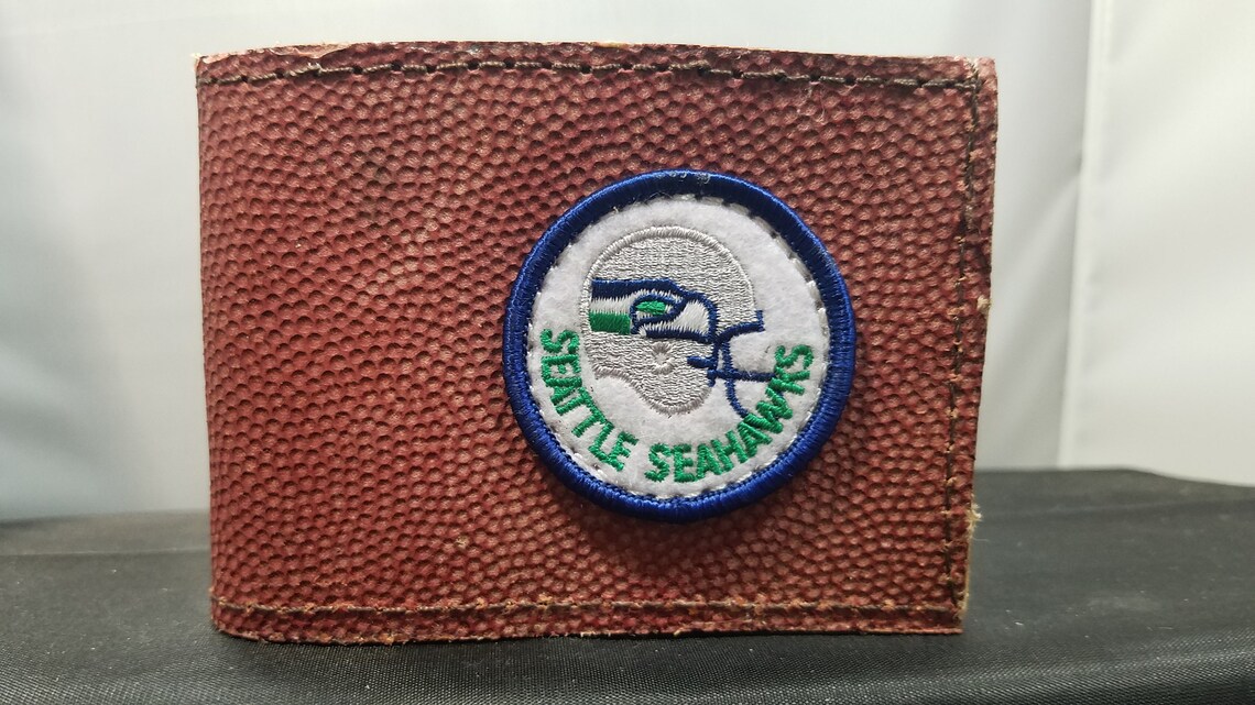 Repurposed Football Leather Bifold Wallet With Seattle Seahawks Patch ...
