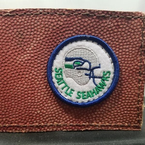 Repurposed Football Leather Bifold Wallet With Seattle Seahawks Patch ...