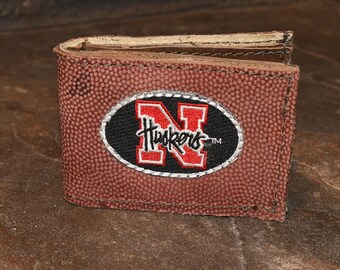 Repurposed Football Bifold Wallet With University of Nebraska | Etsy
