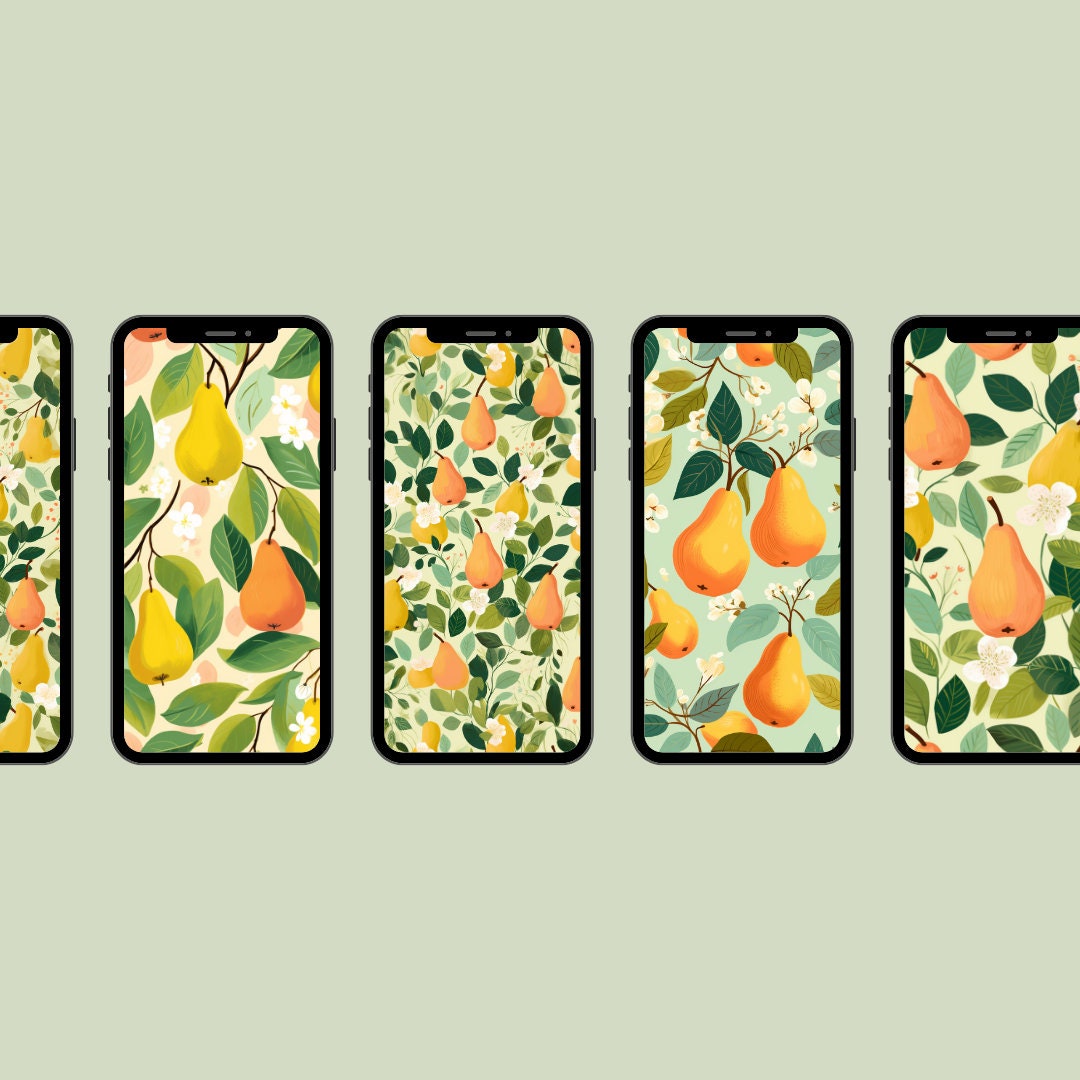 5 Fruity Phone Illustration Wallpaper Phone Customisation Pear ...