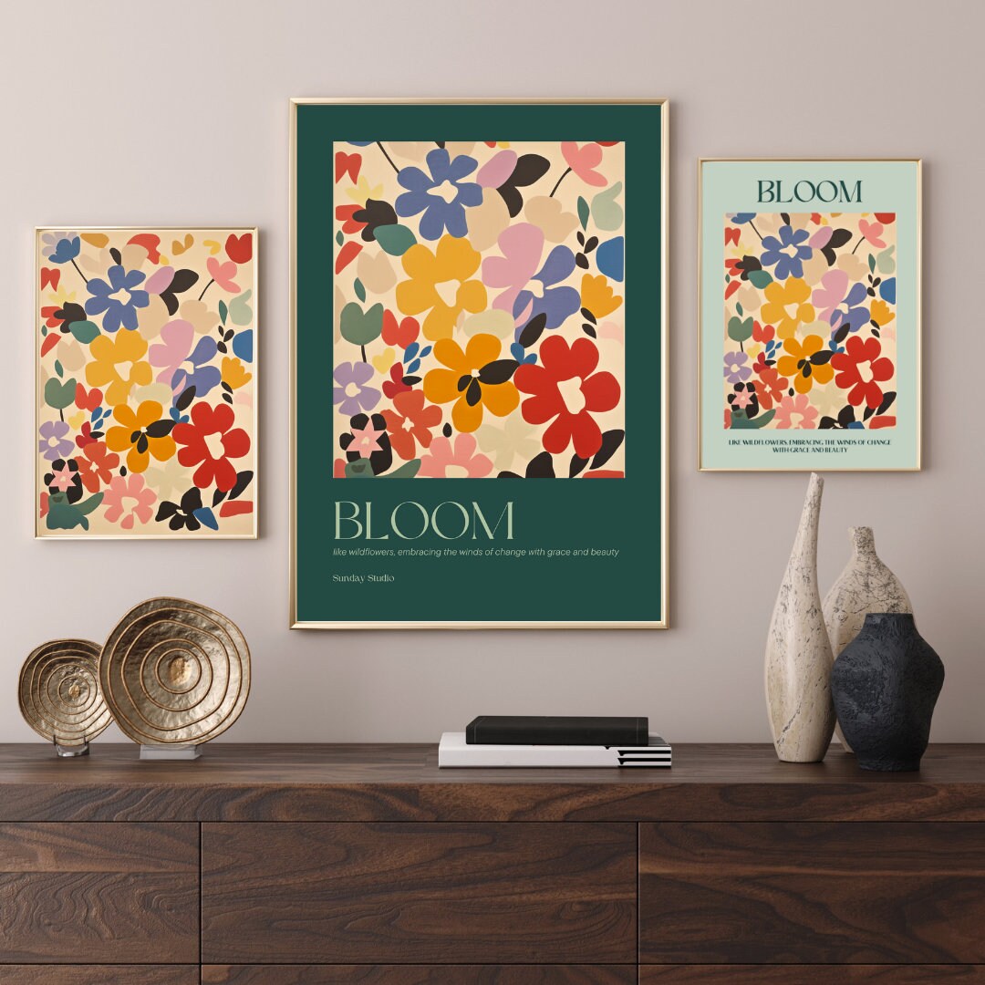 Bloom Posters | Set of Three Posters | Instant Download | Floral Poster ...