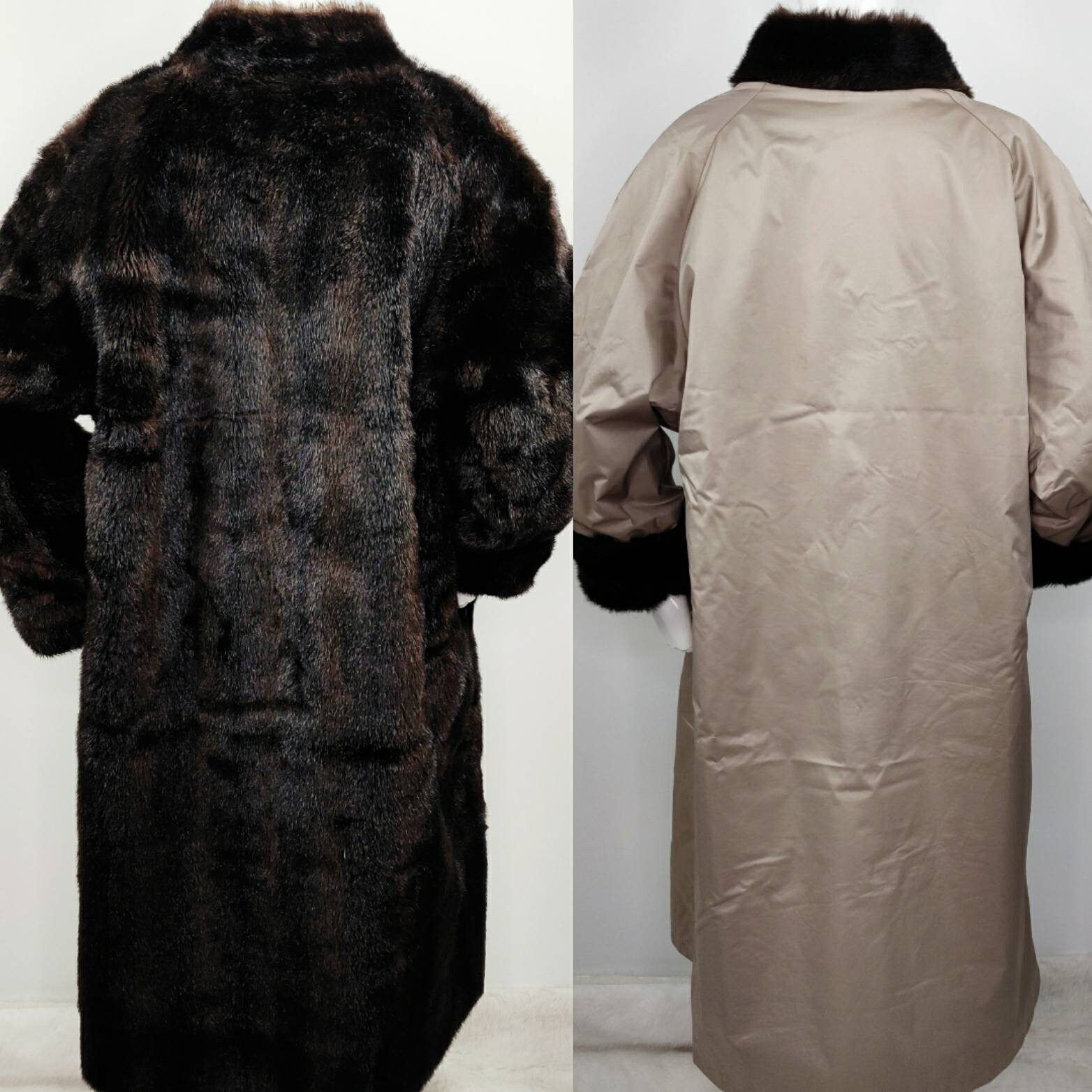 Vintage Faux Fur Reversible Long Coat Trench Coat Mink Tan - Etsy
