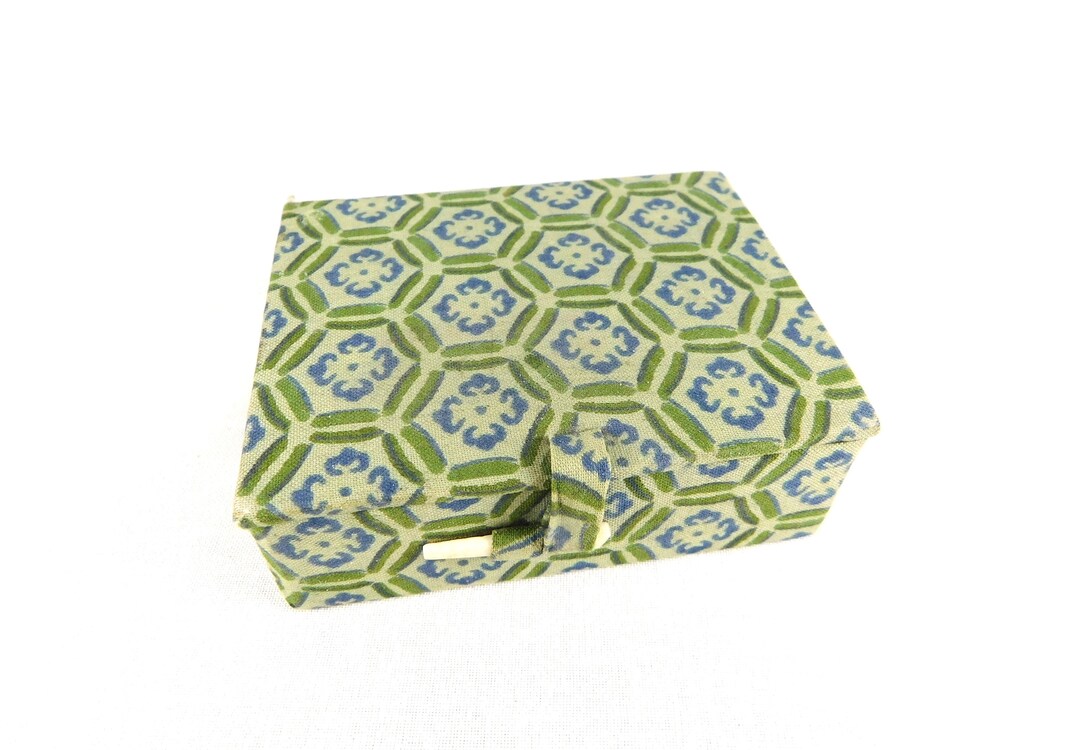 Vintage Chinese Silk Covered Box, Greens & Blues, Stick/loop Closure ...