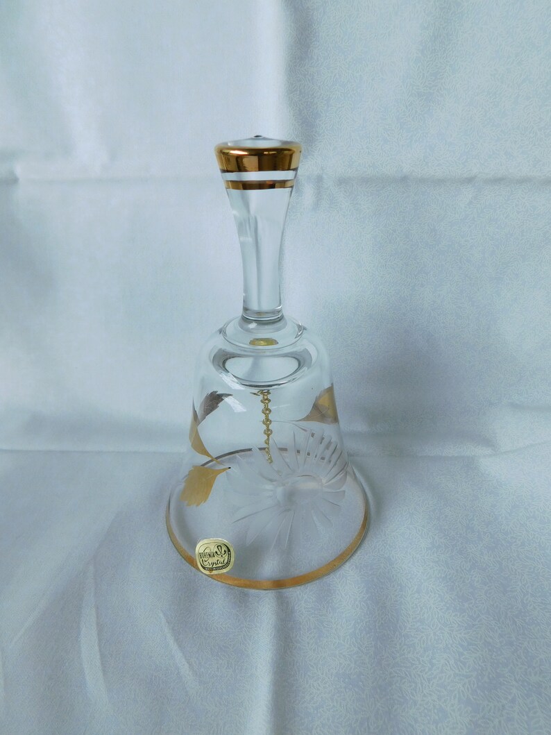 Bohemia Crystal Bell Czechoslovakian Gold Leaf Crystal Bell - Etsy