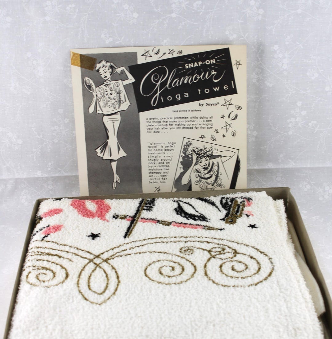 Kitschy Vintage Sayco 1950's Glamour Toga Towel, Clothing Protection ...