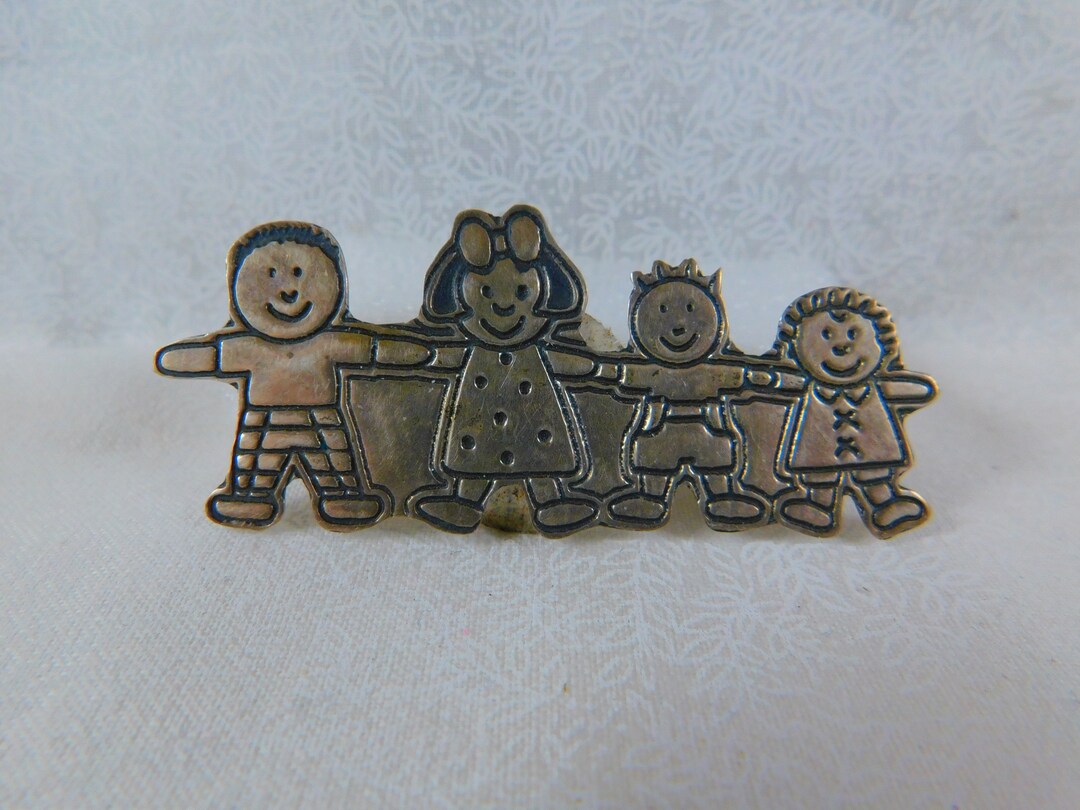Sterling Silver Family BroochDad-Mom-Brother-Sister Happy Family ...