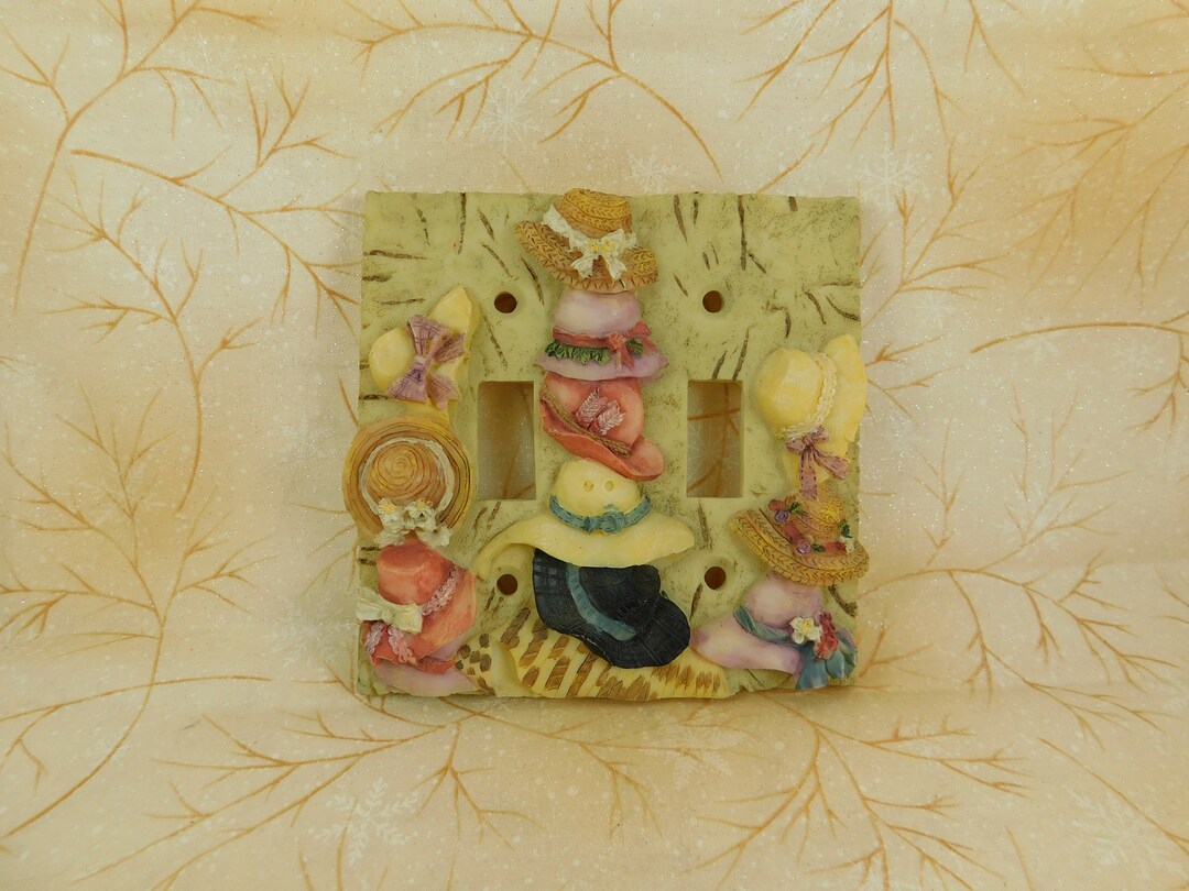 2001 Poly-resin Ladies Vintage Hats Double Light Switch Cover, Vintage ...