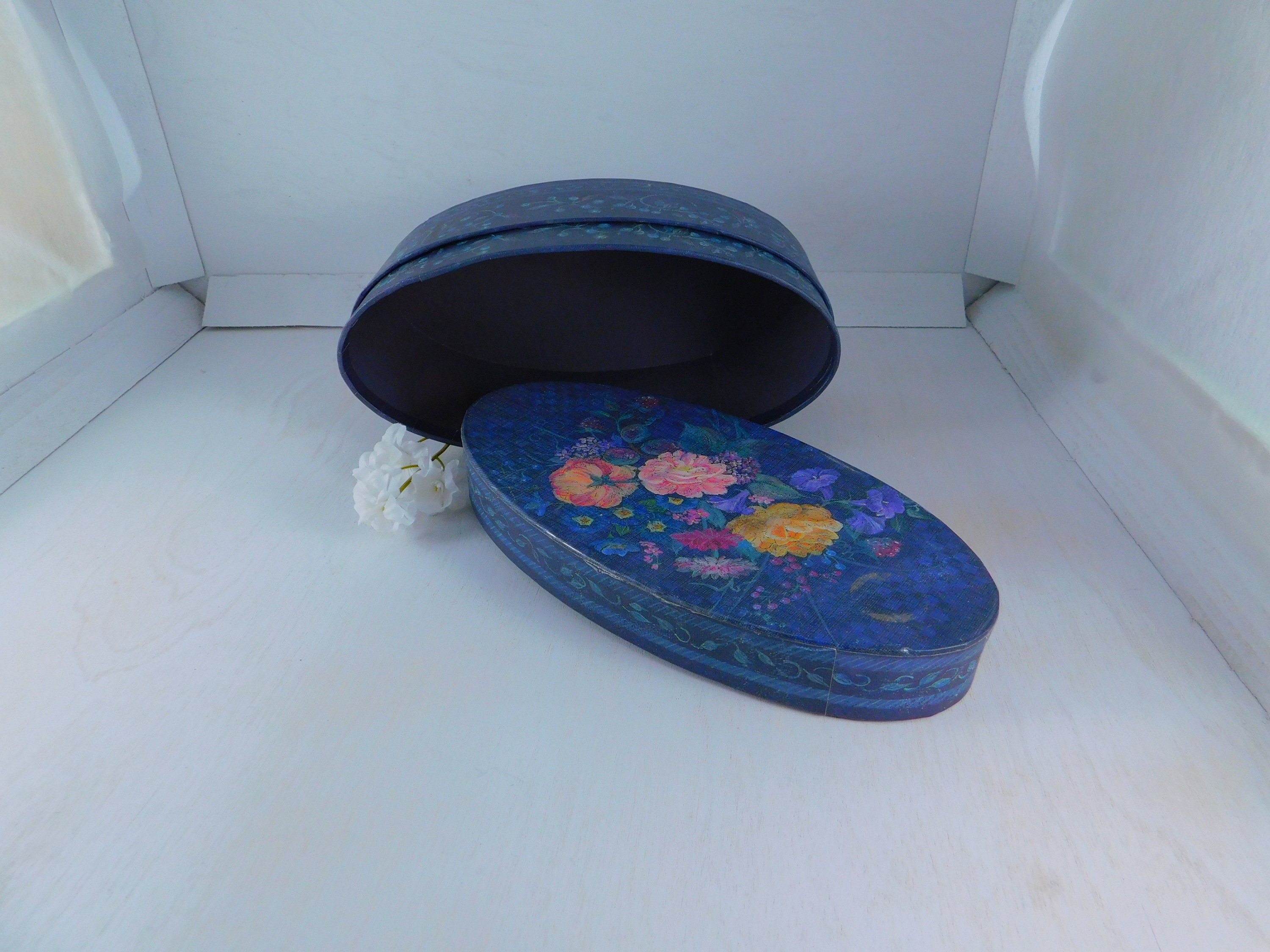 Decoupage Blue Floral Papercraft Box-Originally Used for | Etsy