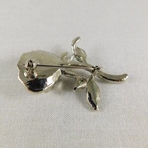 Silver Single Long Stemmed Rose Brooch W/faux Pearl Center, Sweetheart ...