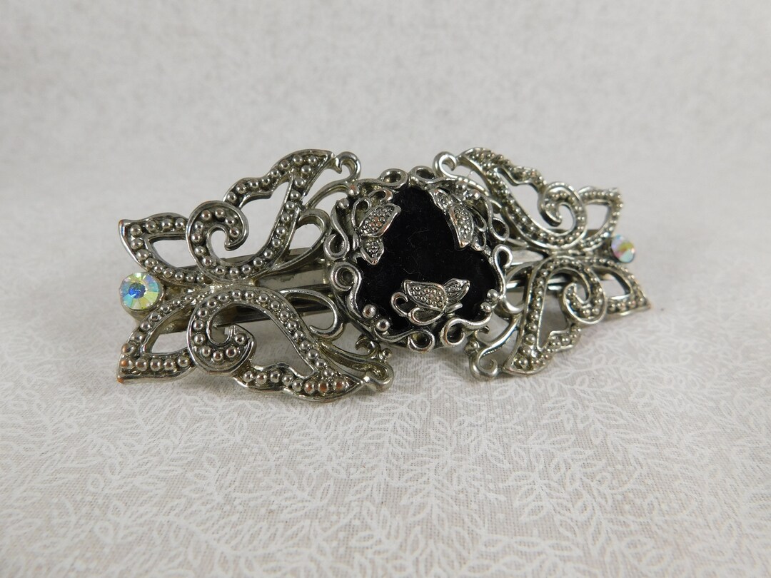 Stunning, Ornate Victorian Style Silver Butterfly Hair Clip, Detailed ...