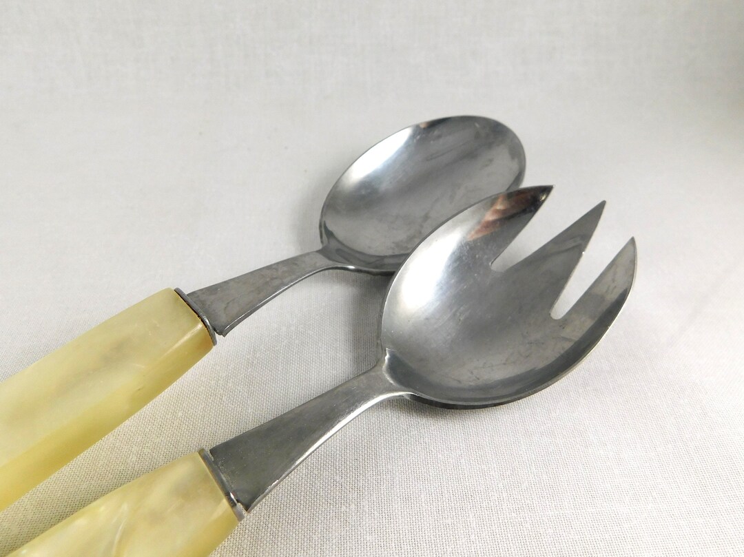 Vintage Solingen Rostfrei German Salad Set W/swirled Lucite Handles ...