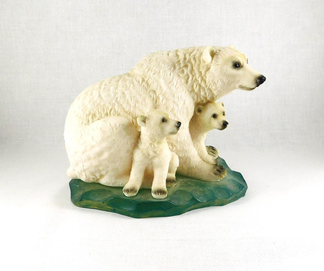 Beautifully Detailed Resin Polar Bear Sow & Cubs, Bear Figurines, Polar ...