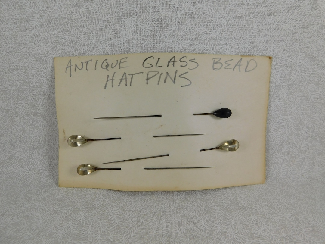 Four Antique Dipped Glass Stick Pins, Late 1800's, Lady's Hat Pins, Lot ...