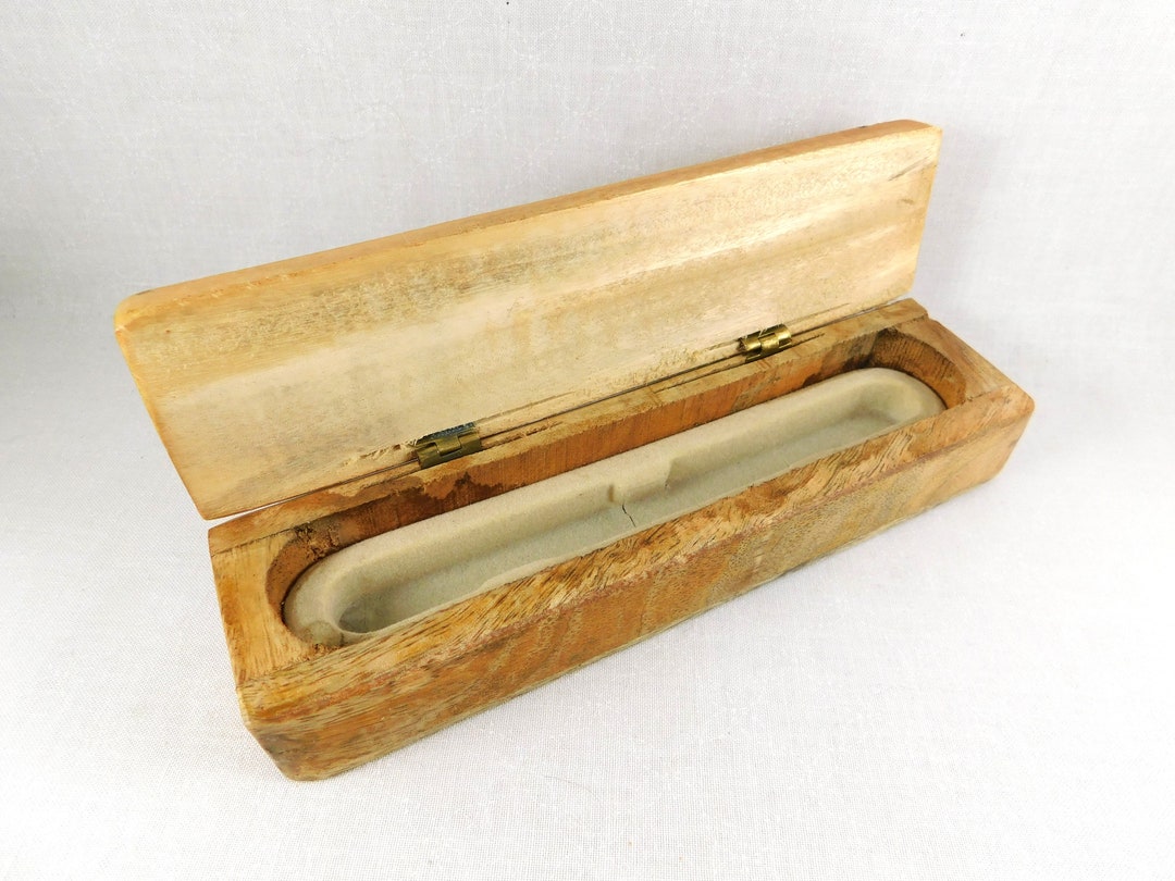 Rustic 50's Hand Made Wooden Pen Box, Handmade Hinges, Has Felted Pen ...
