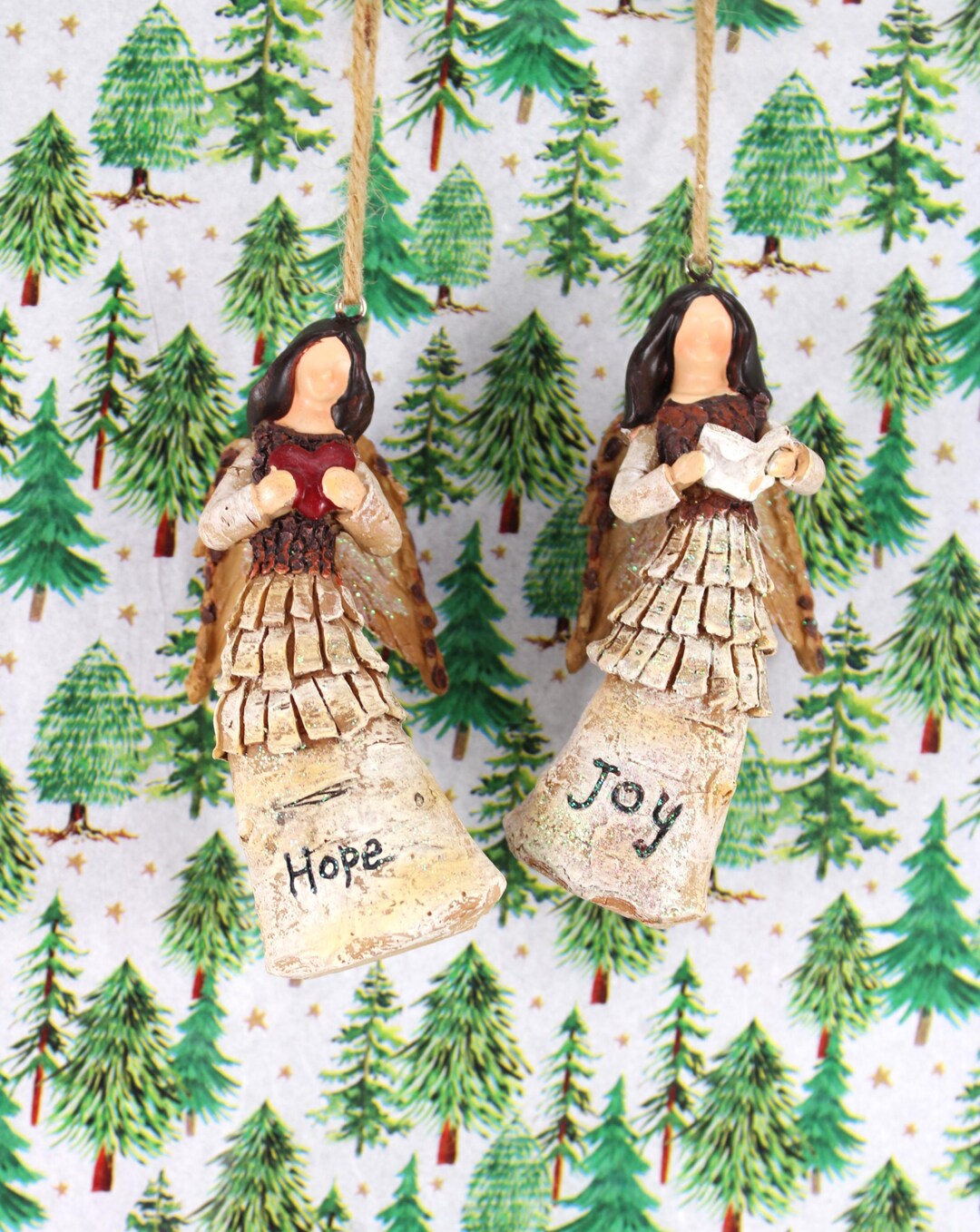 Vintage '90s Angel Christmas Tree Ornaments: Lot of Two, Poly-resin ...