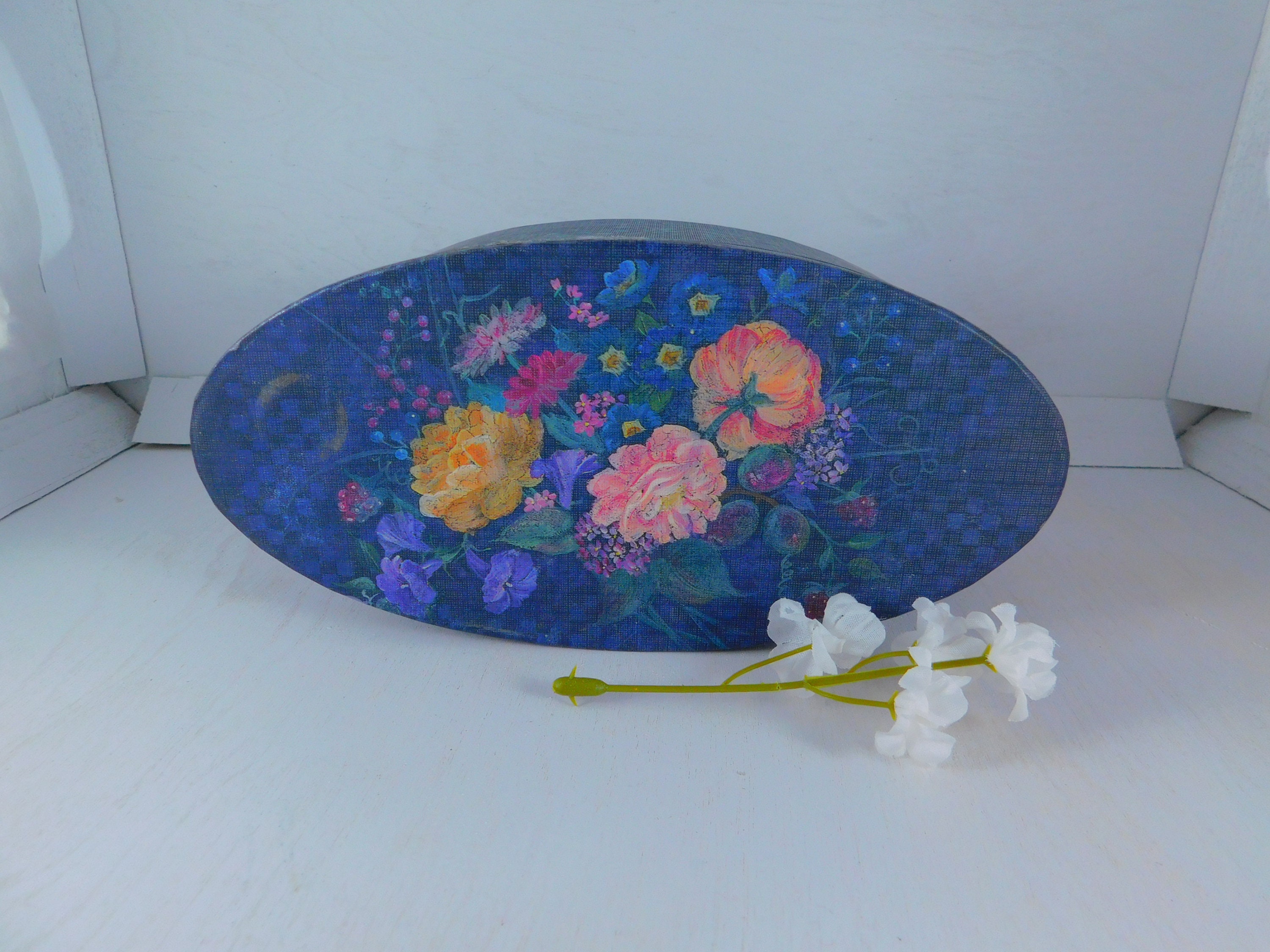 Decoupage Blue Floral Papercraft Box-originally Used for - Etsy