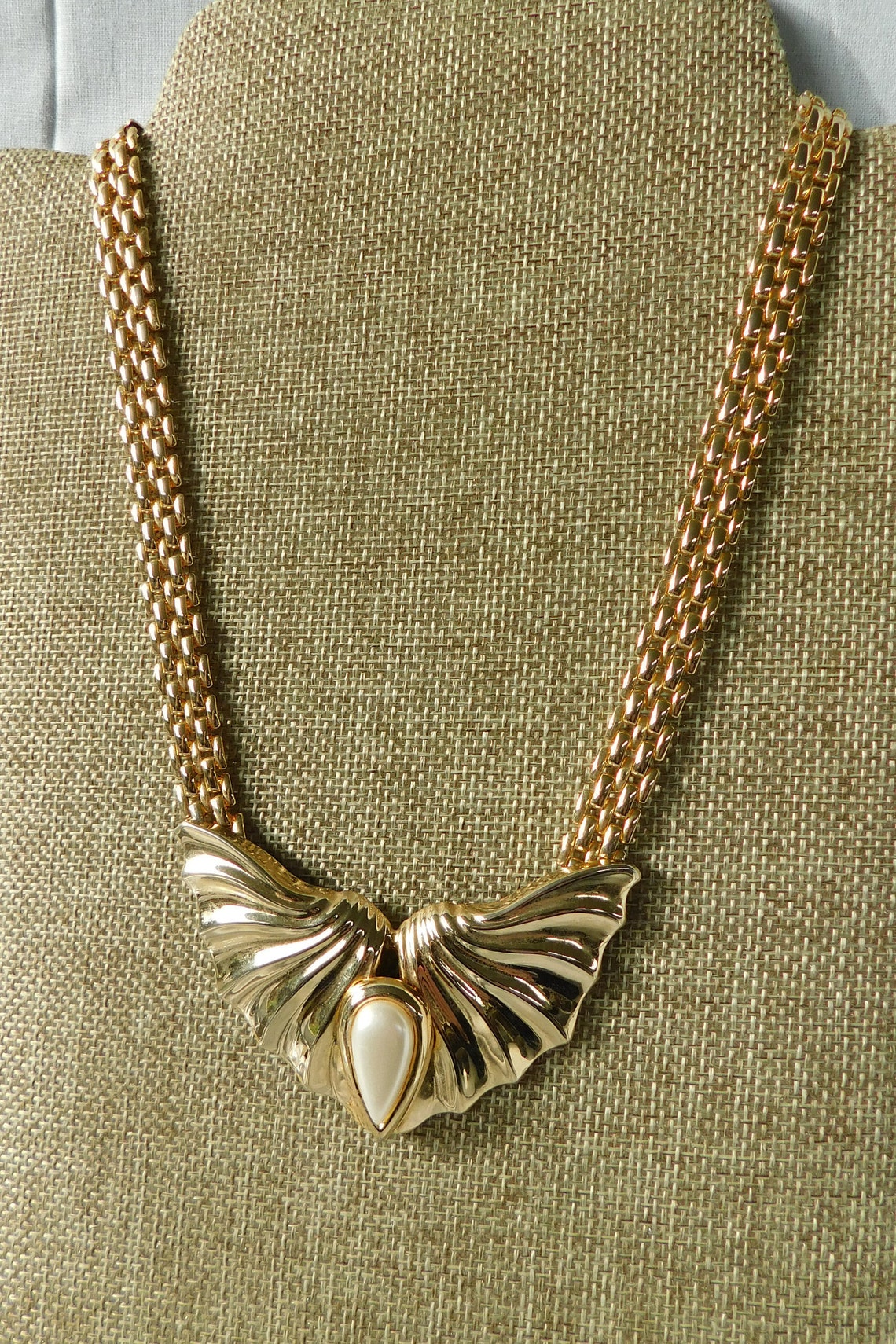 Woven Mesh Bib Necklace Egyptian Influence Necklace Flared | Etsy