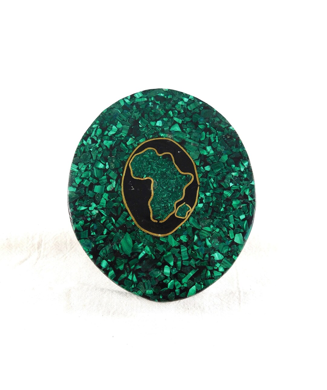 Malachite Chip & Resin Trinket Box W/african Continent on Front ...