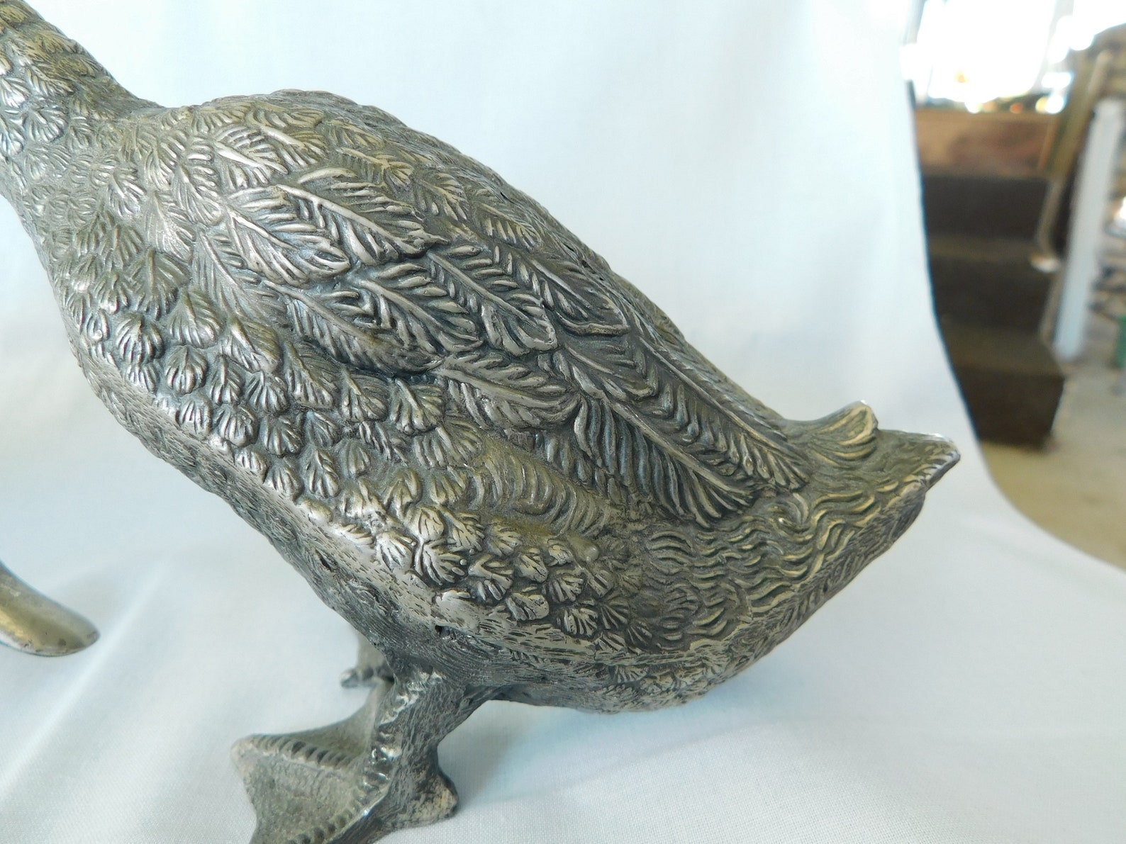 Pair of 1920's Silver Plated Metal Geese Figurines | Etsy