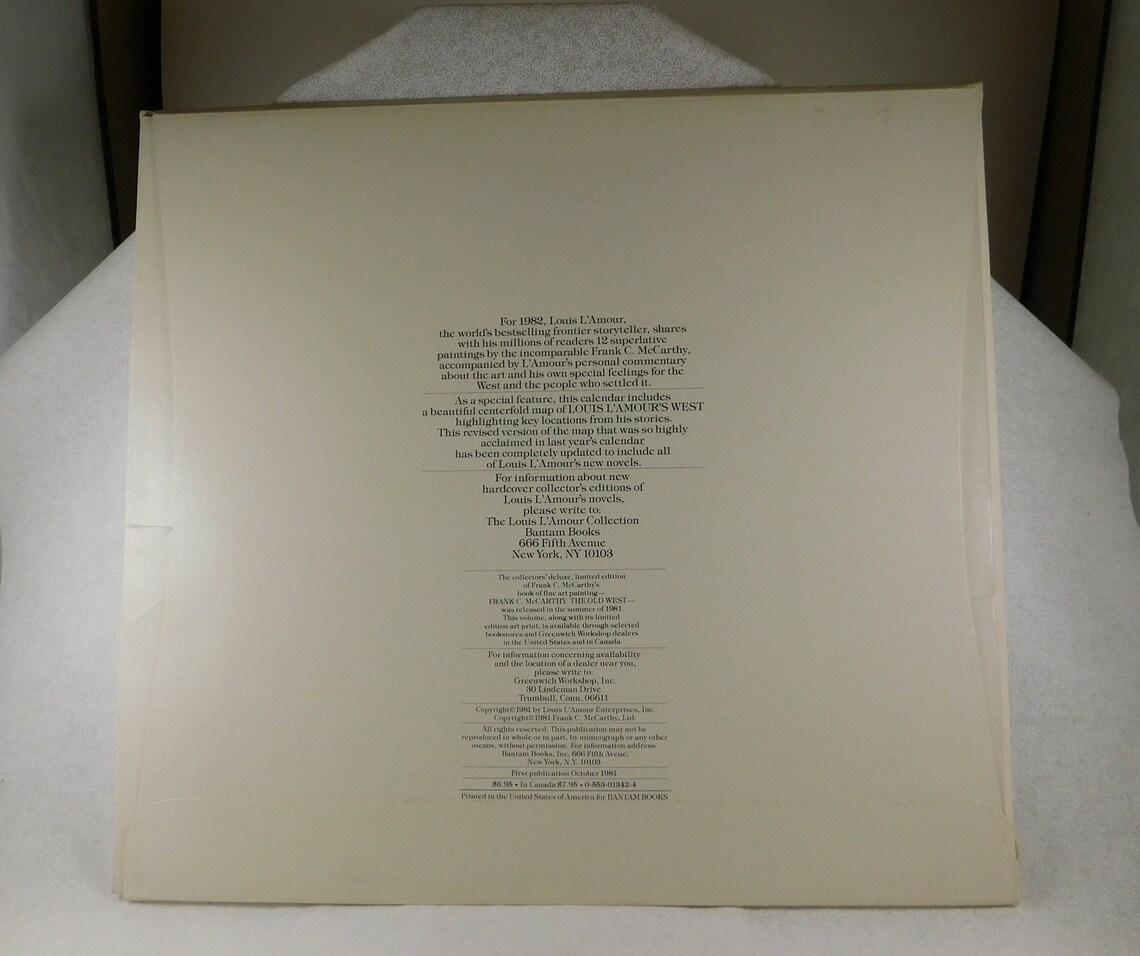 1982 Louis L'Amour Calendar with Paintings by Renowned | Etsy