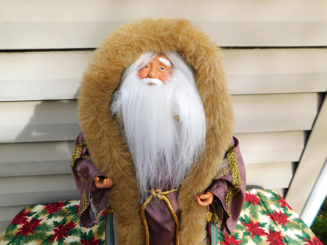 Large Vintage Santa Christmas Tree Topper, 19 Inch, Coat of Many Colors ...