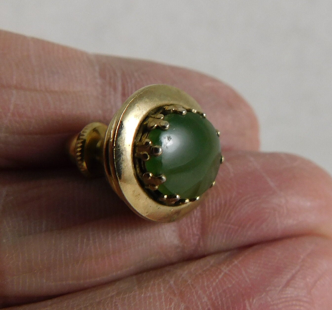 Nephrite Jade Tie Tack & Keeper 1950's Gold and Jade Tie - Etsy