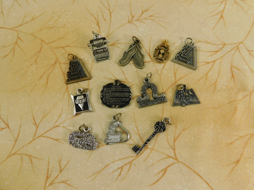 Vintage Lot of Twelve Assorted Silver Alloy TOPS Charms, TOPS ...