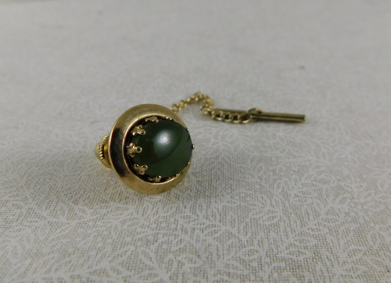 Nephrite Jade Tie Tack & Keeper 1950's Gold and Jade Tie - Etsy