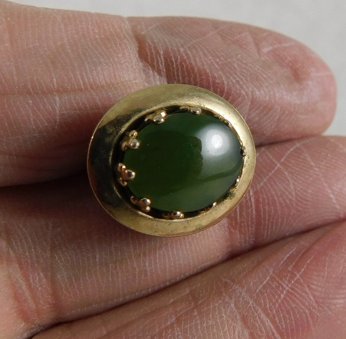 Nephrite Jade Tie Tack & Keeper 1950's Gold and Jade Tie - Etsy