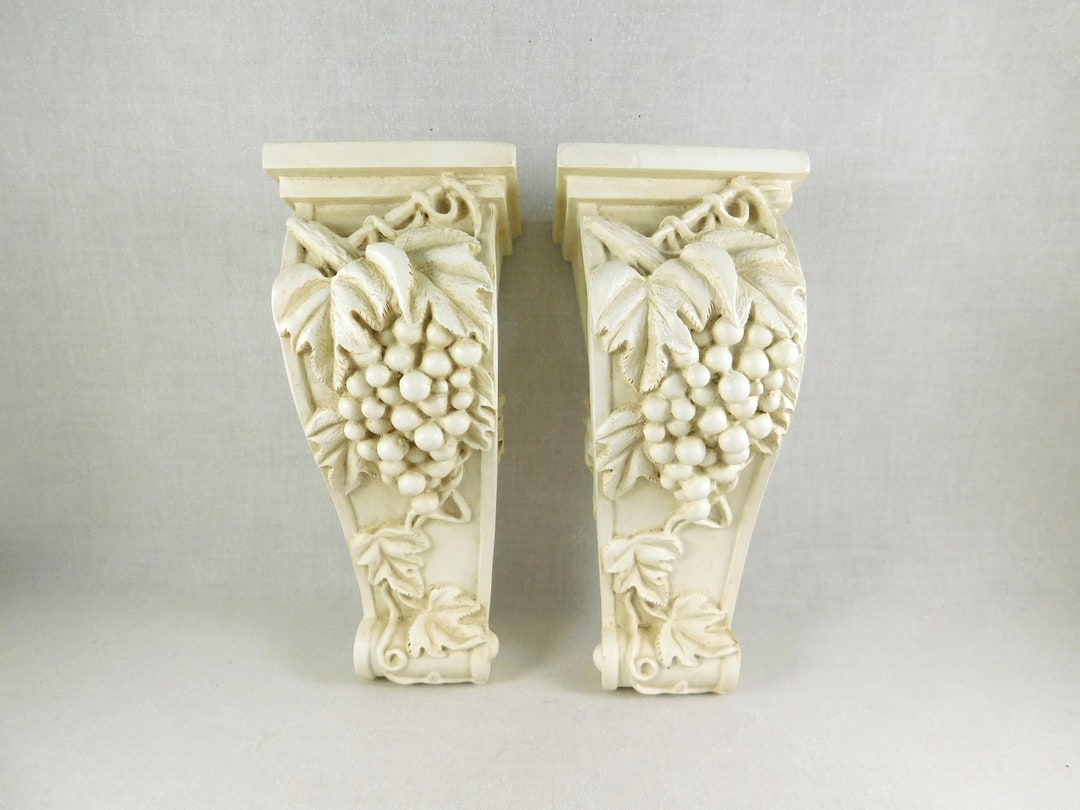 One Pair of Victorian French Country Style Corbels W/raised Grape ...