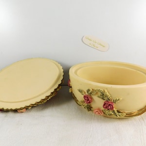 Sculptured Rose Trinket Box by Dezine Ltd., 1993, Poly-resin, Victorian ...