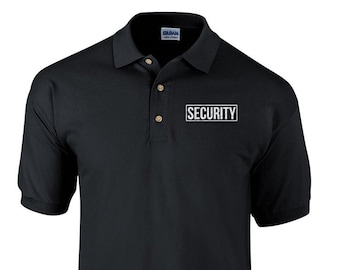 Security Polo Shirt Distressed Front Back Print Mens Tee Staff Event ...