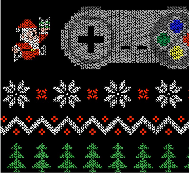Video Game Ugly Christmas Sweater 8 Bit Santa Claus - Etsy