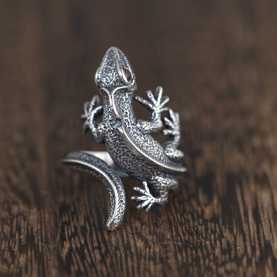 Retro Lizard Shape Mens Ring Fine S925 Sterling Silver Open - Etsy