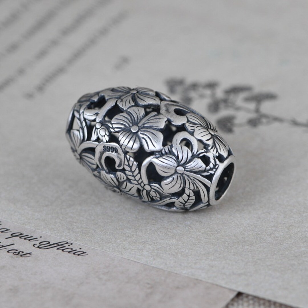 Fine Retro S990 Pure Silver Hollow Flower Pattern Oval Shape - Etsy